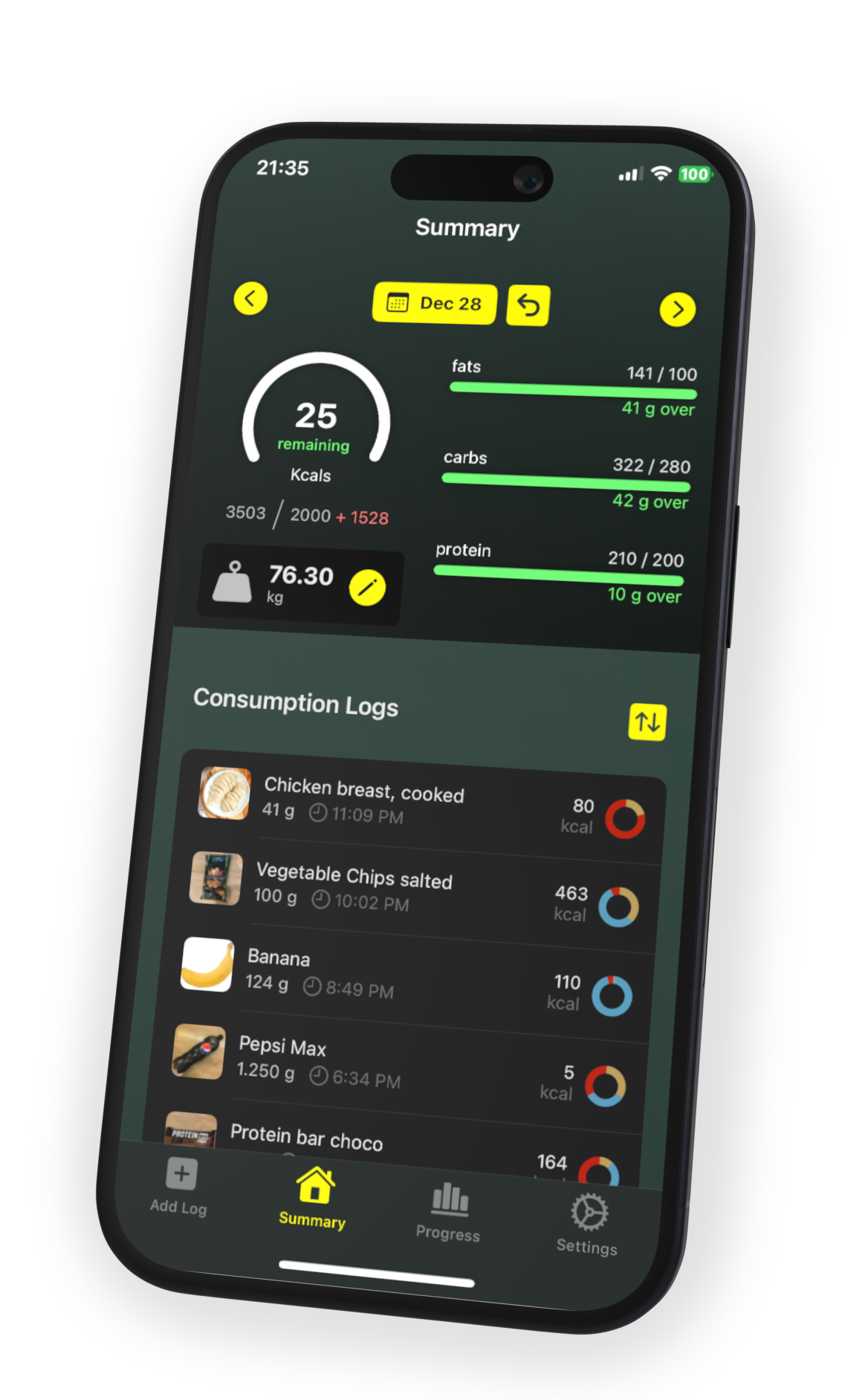 SnackFolio - iOS app for easy and intuitive calorie tracking!